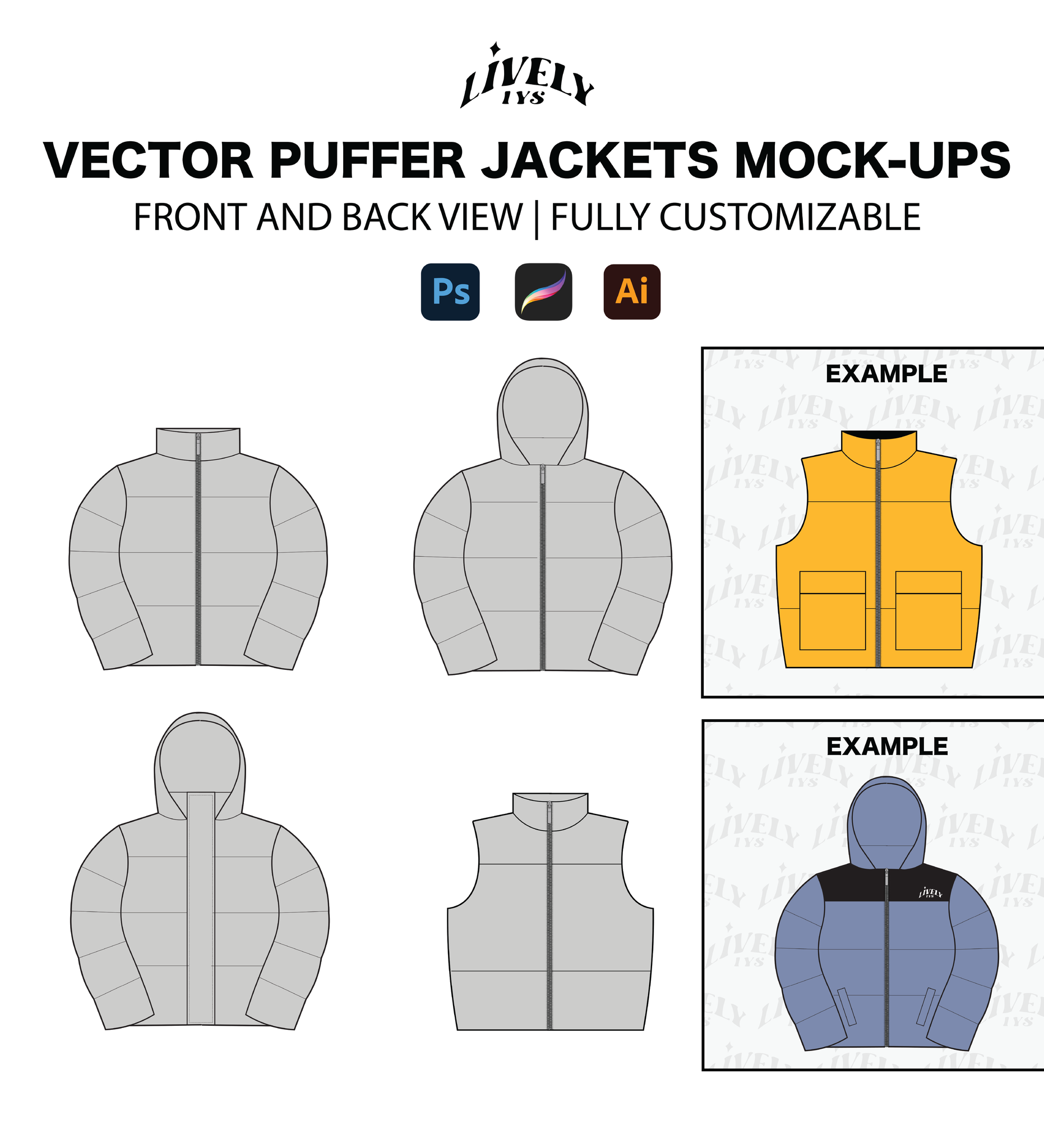 Puffer Jacket Vector Mock-ups – LivelyLys